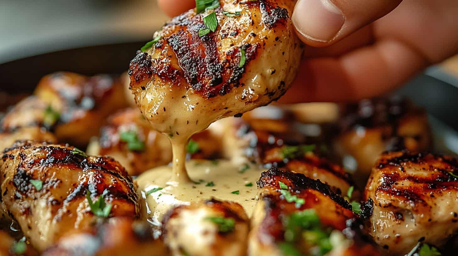Grilled Chicken Bites with Creamy Garlic Sauce Recipe